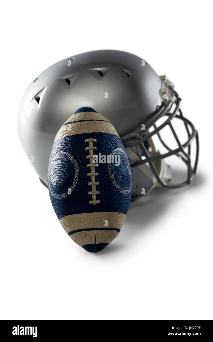 Close-up of helmet and football on white background Stock Photo - Alamy