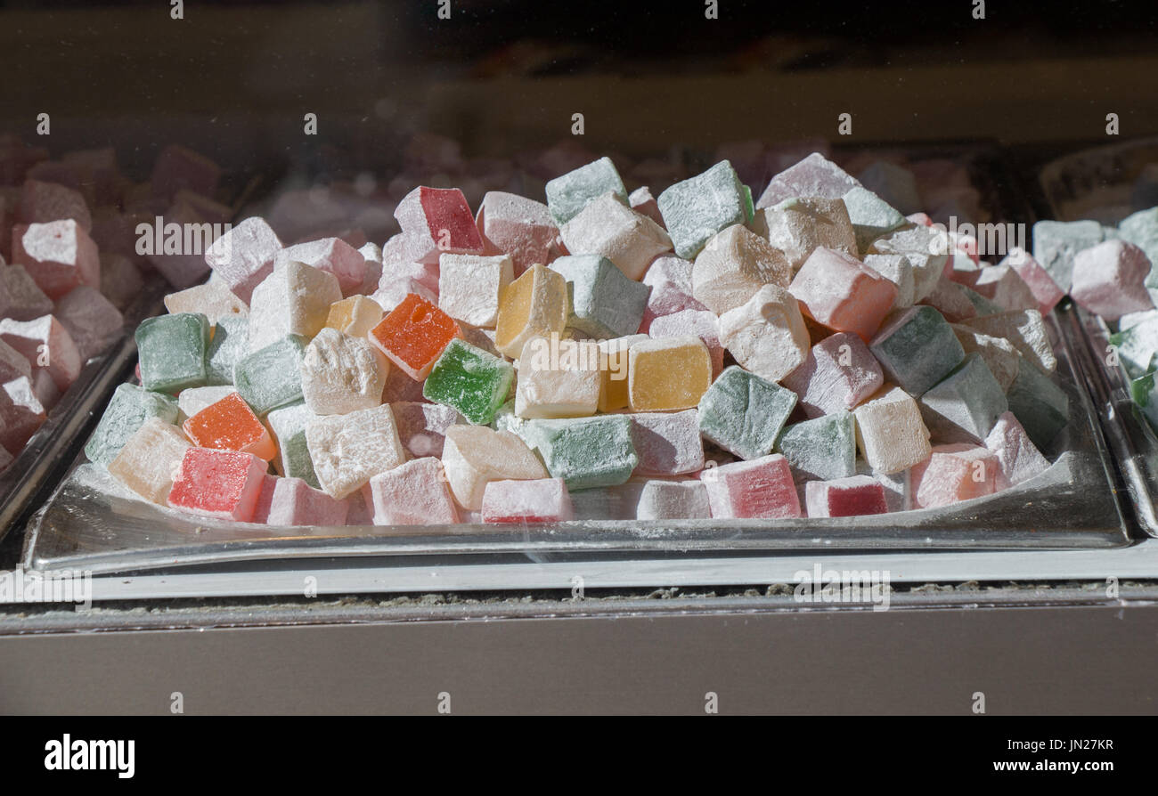 Load of traditional turkish delight rahat lokum Stock Photo - Alamy