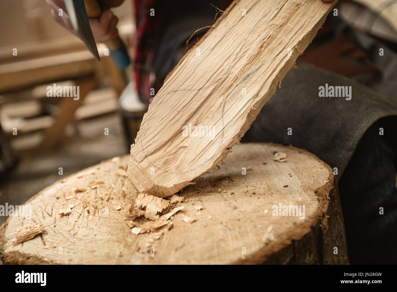Focused carpenter shaping wood in hi-res stock photography and images ...