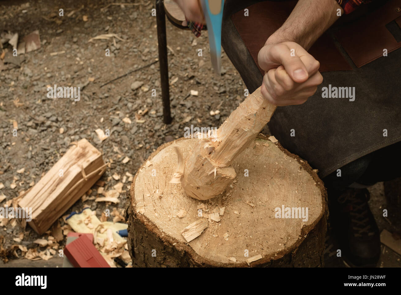 Carpenter making wooden spoon hi-res stock photography and images - Alamy