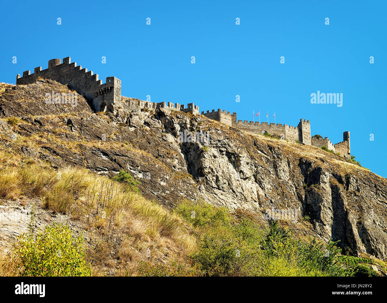 Tourbillon castle and landscape at Sion, capital of Canton Valais ...