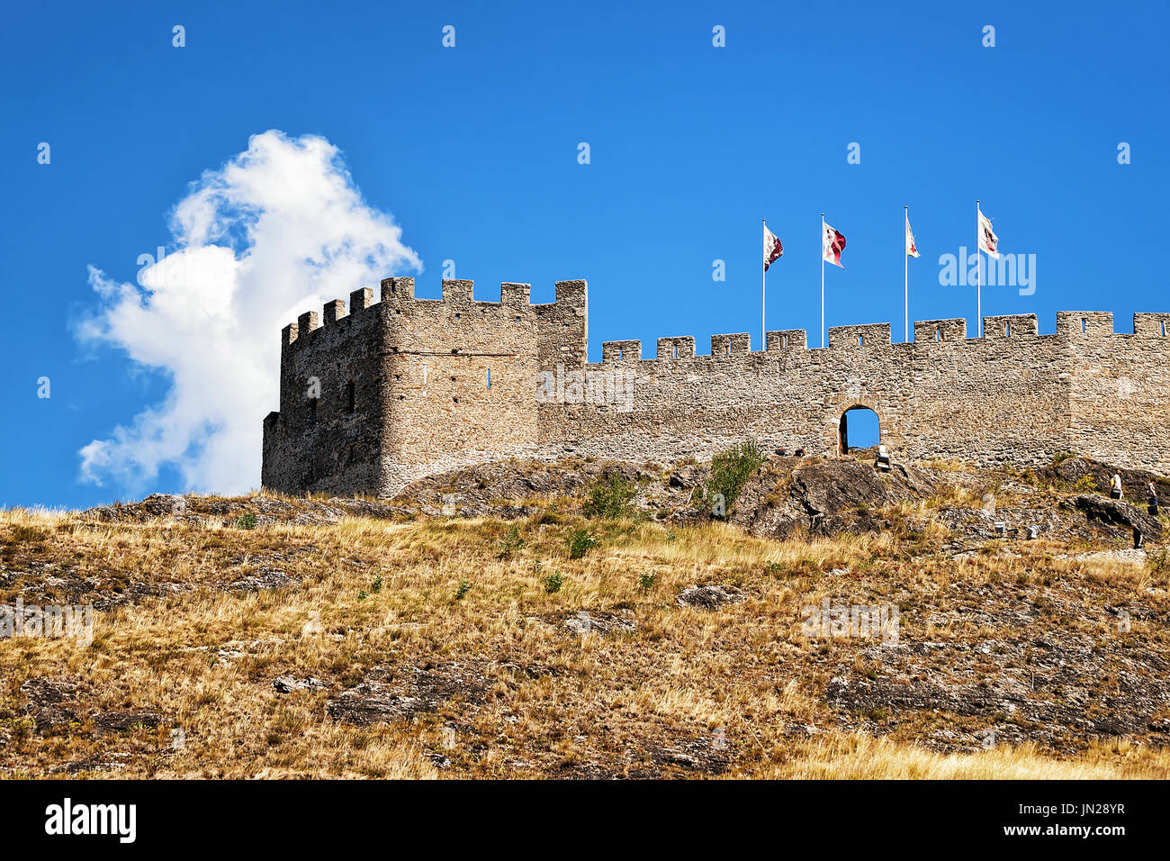 Tourbillon castle at the hill of Sion, capital of Canton Valais ...