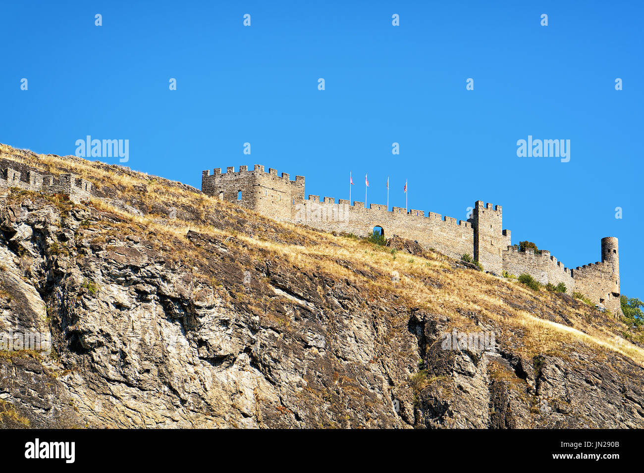 Tourbillon castle in the hill in Sion, capital of Canton Valais ...