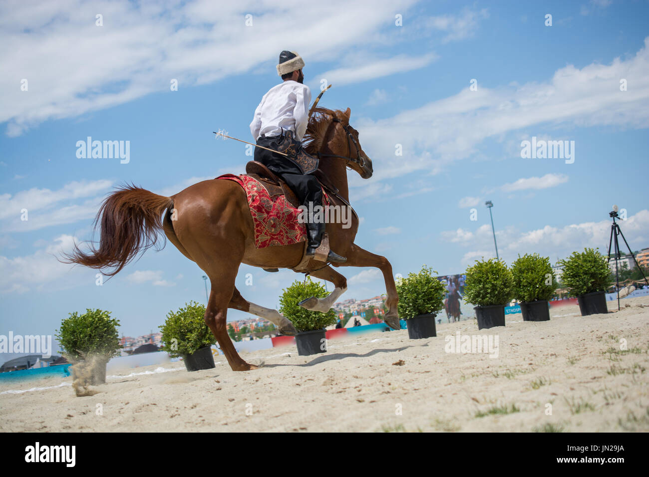 Ottoman horseman in his ethnic clothes riding on his horse Stock Photo ...