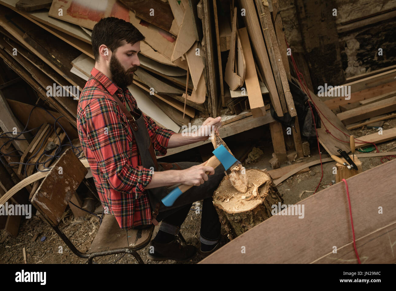Carpenter making wooden spoon hi-res stock photography and images - Alamy