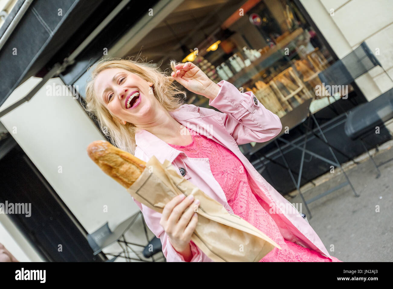 Baguette french woman hi-res stock photography and images - Alamy