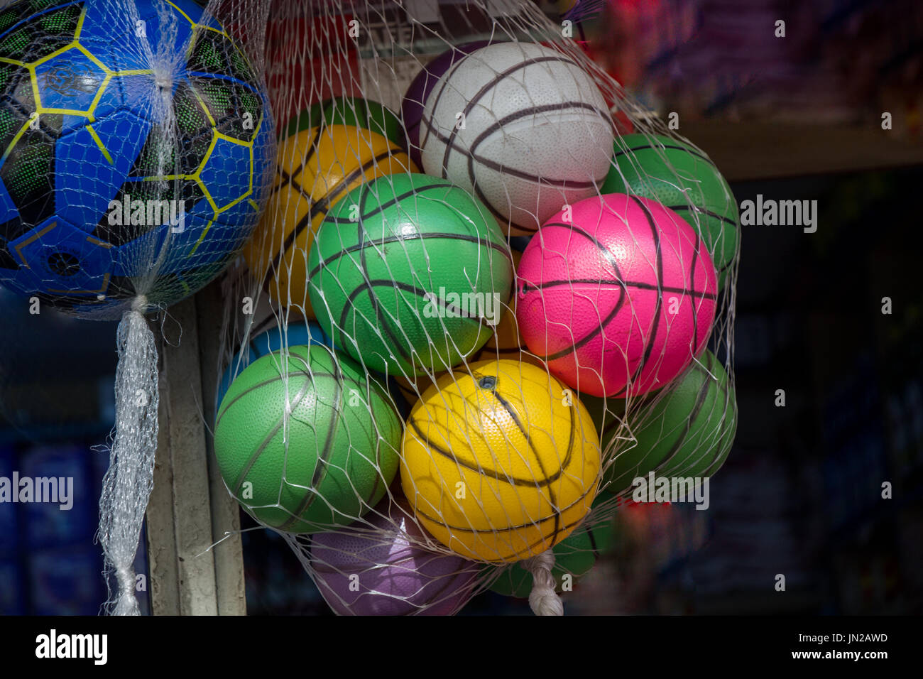 Rubber ball of various color as a background Stock Photo - Alamy