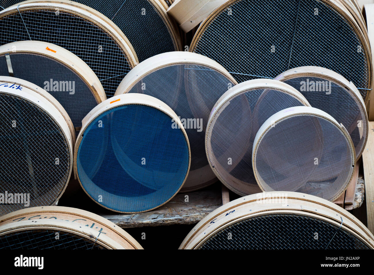 Traditional type sieve made of wood Stock Photo - Alamy