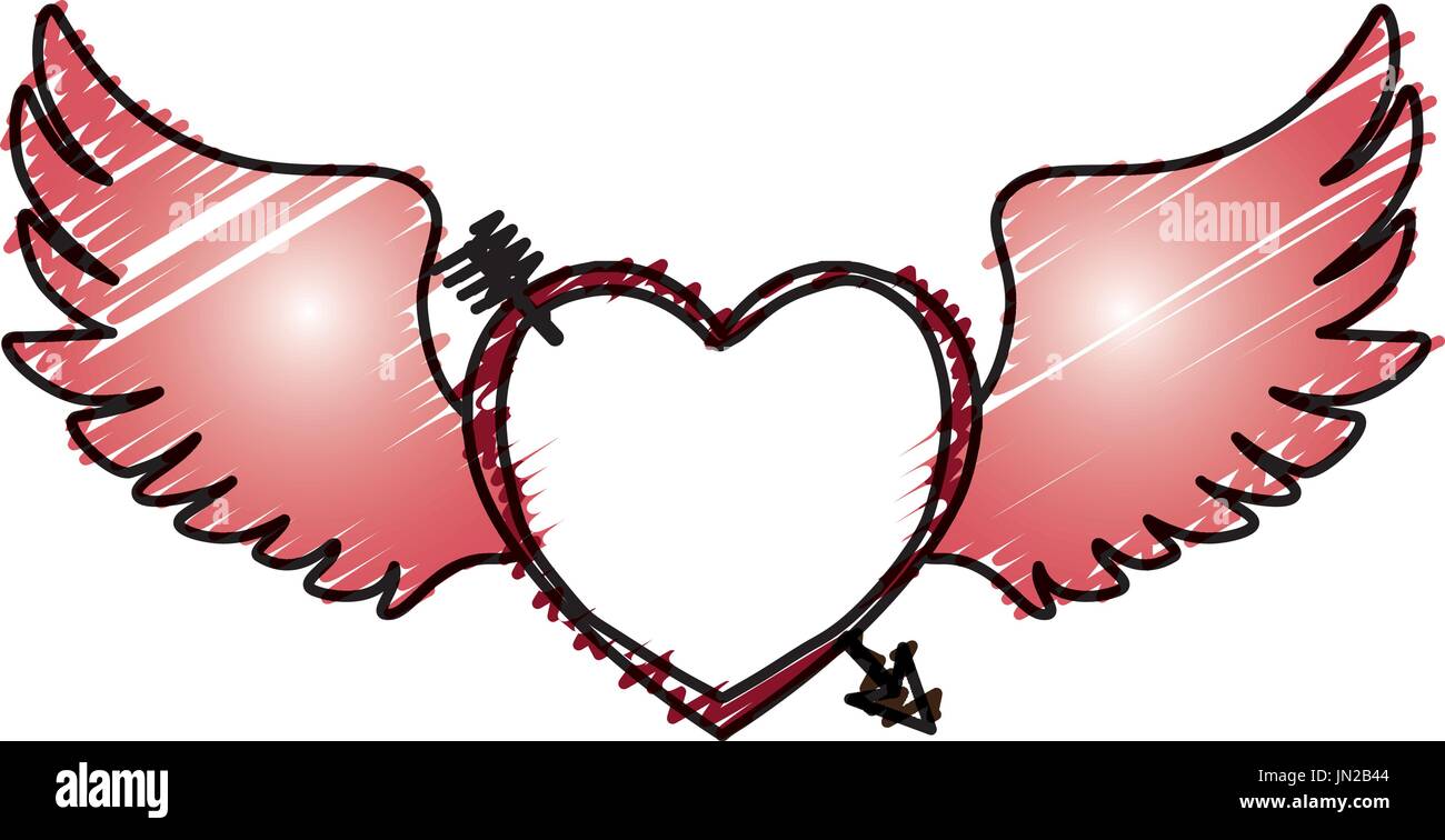 heart love with wings vector illustration design Stock Vector Image ...