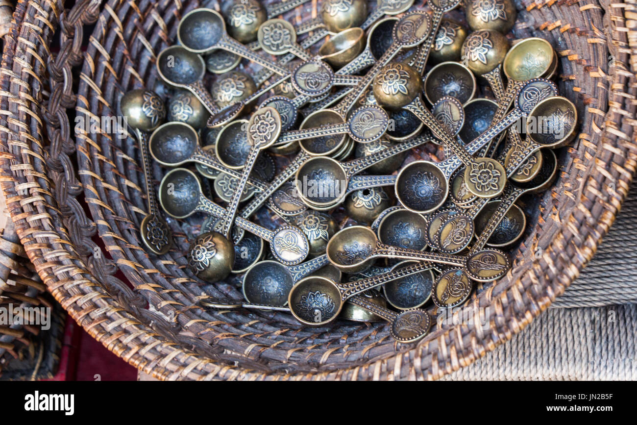 Vintage rustic tea spoon in old Bazaar place Stock Photo - Alamy