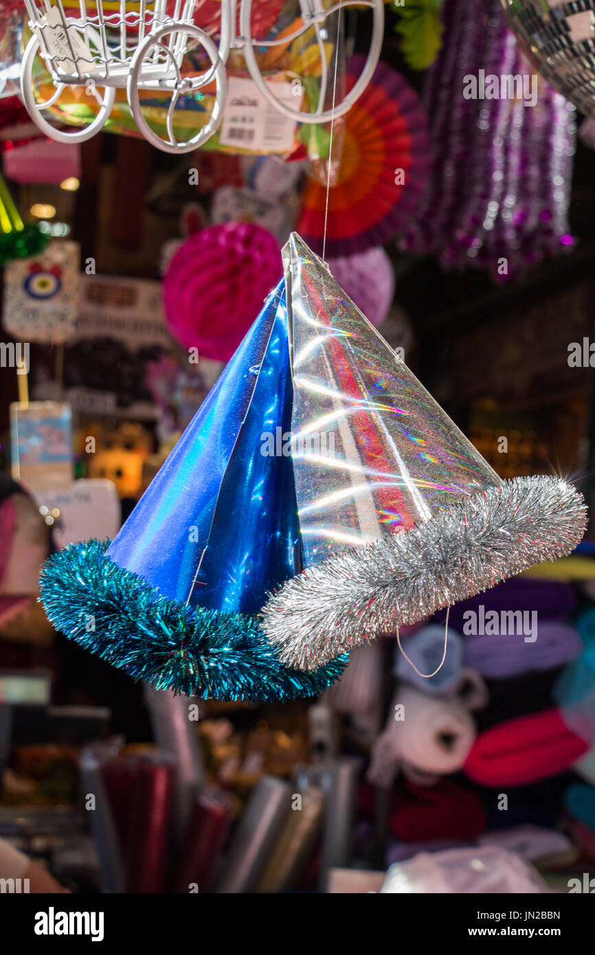 Set of party hats of variuos colors Stock Photo - Alamy