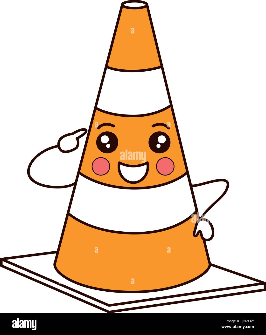construction cone kawaii character vector illustration design Stock ...