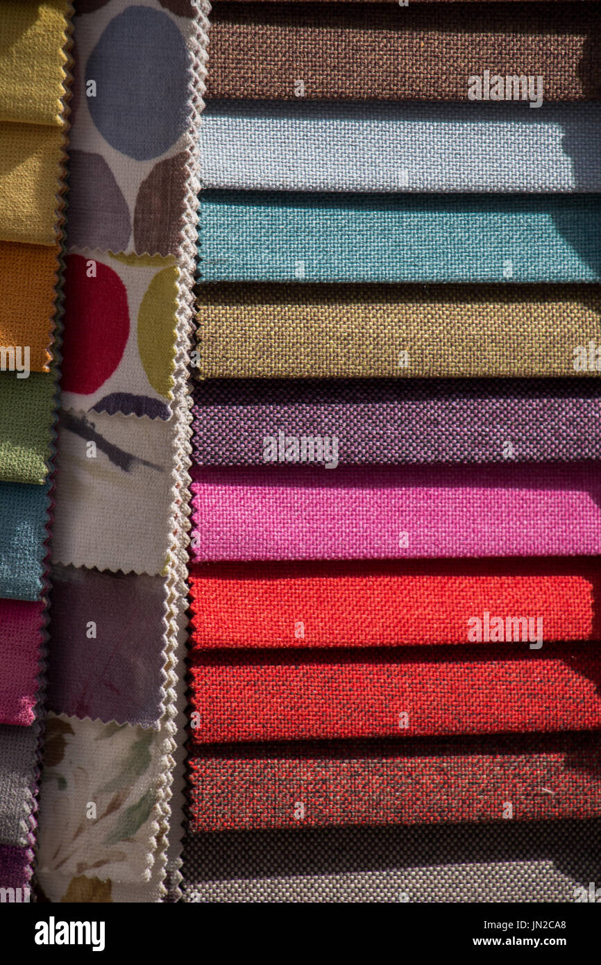 Examples of colorful fabric of various color and type Stock Photo - Alamy