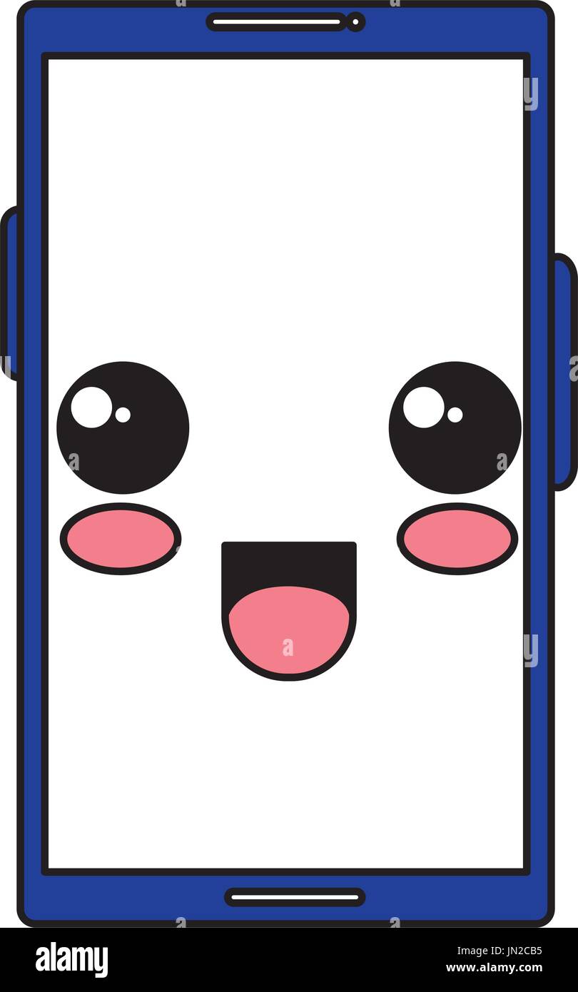 smartphone device kawaii character vector illustration design Stock ...
