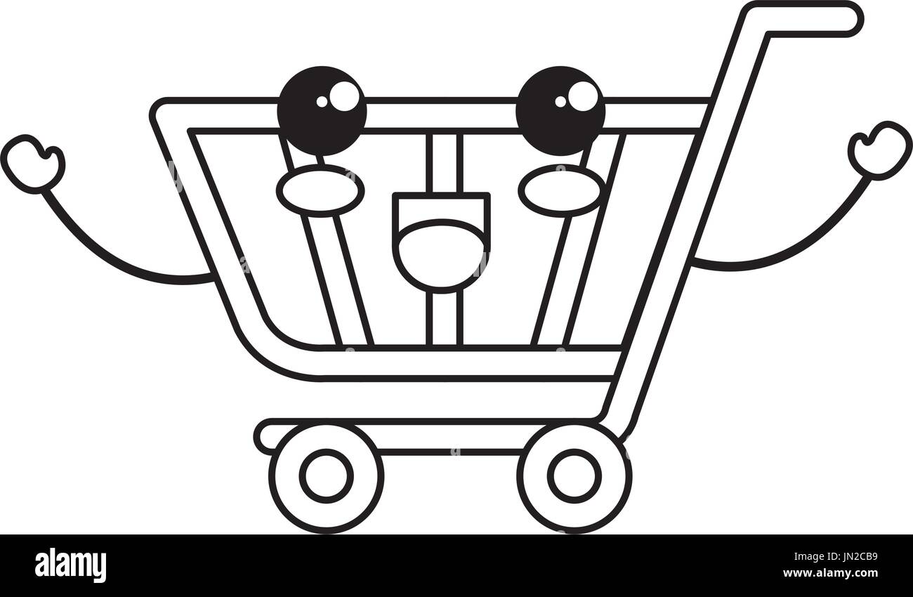 shopping cart kawaii character vector illustration design Stock Vector ...