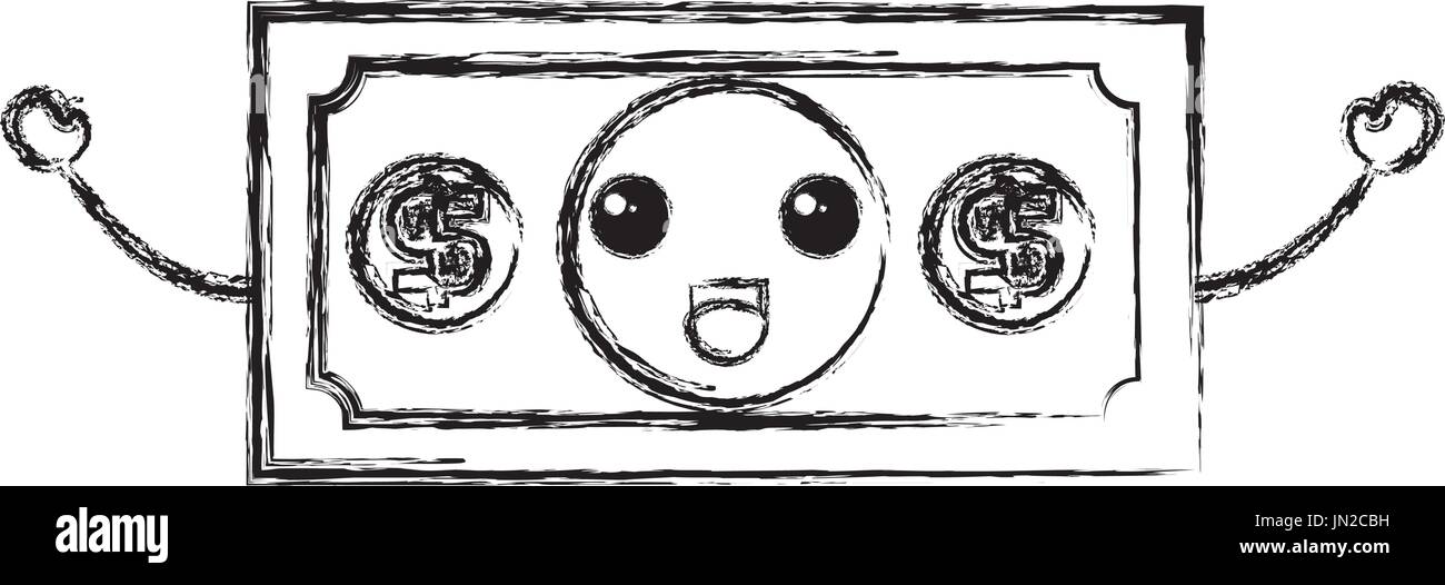 bill dollar money kawaii character vector illustration design Stock ...