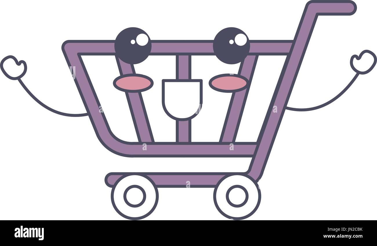 shopping cart kawaii character vector illustration design Stock Vector ...