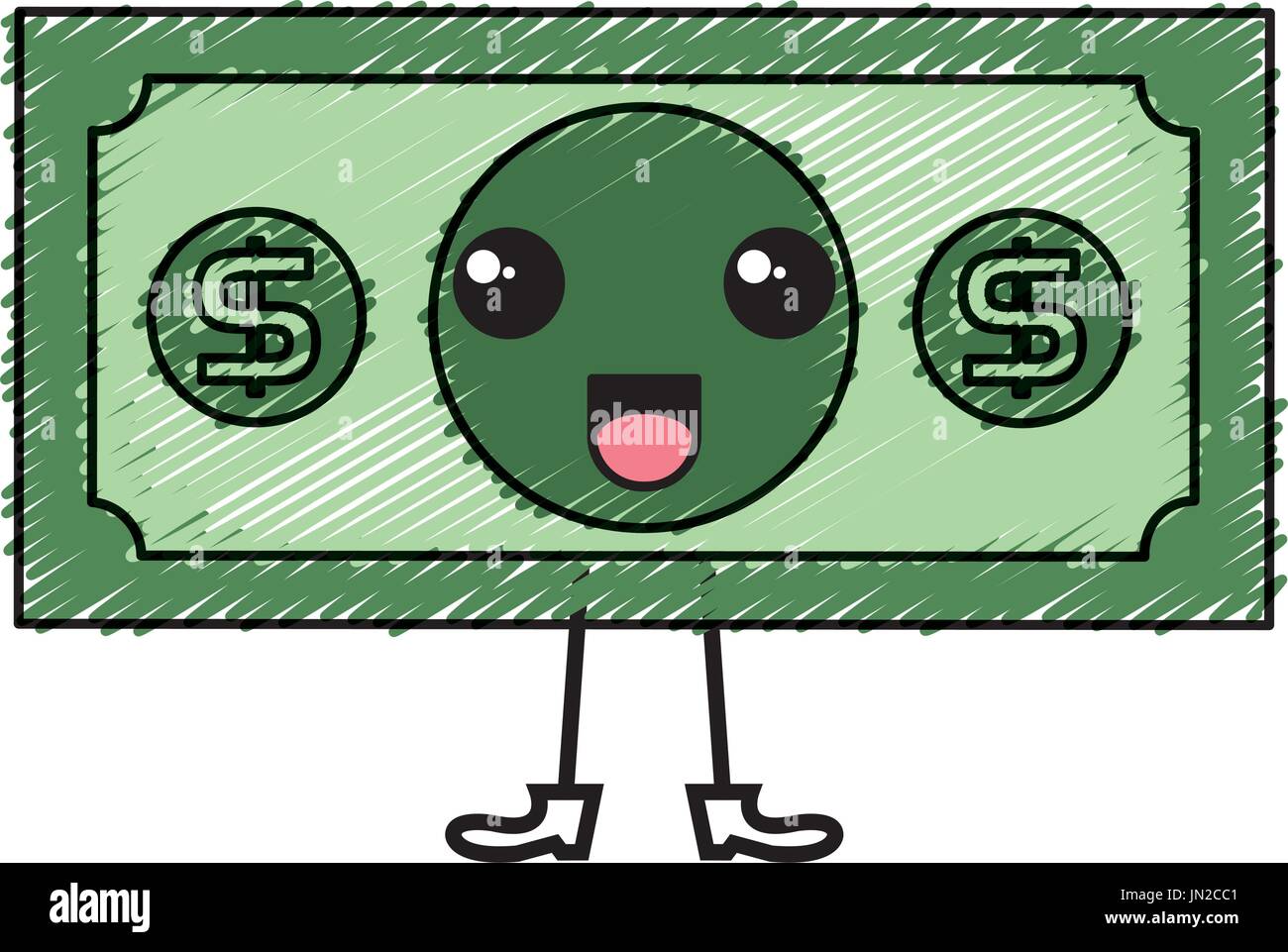 bill dollar money kawaii character vector illustration design Stock ...