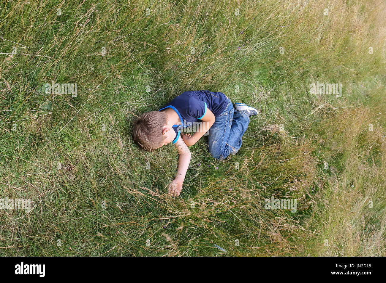 Handsome boy sleeping on meadow grass Stock Photo - Alamy