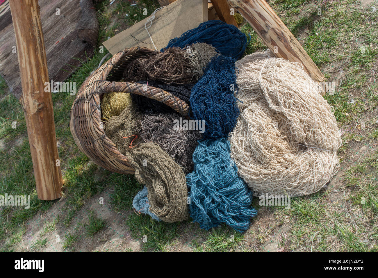 Set of Roll of hand made thread Stock Photo - Alamy