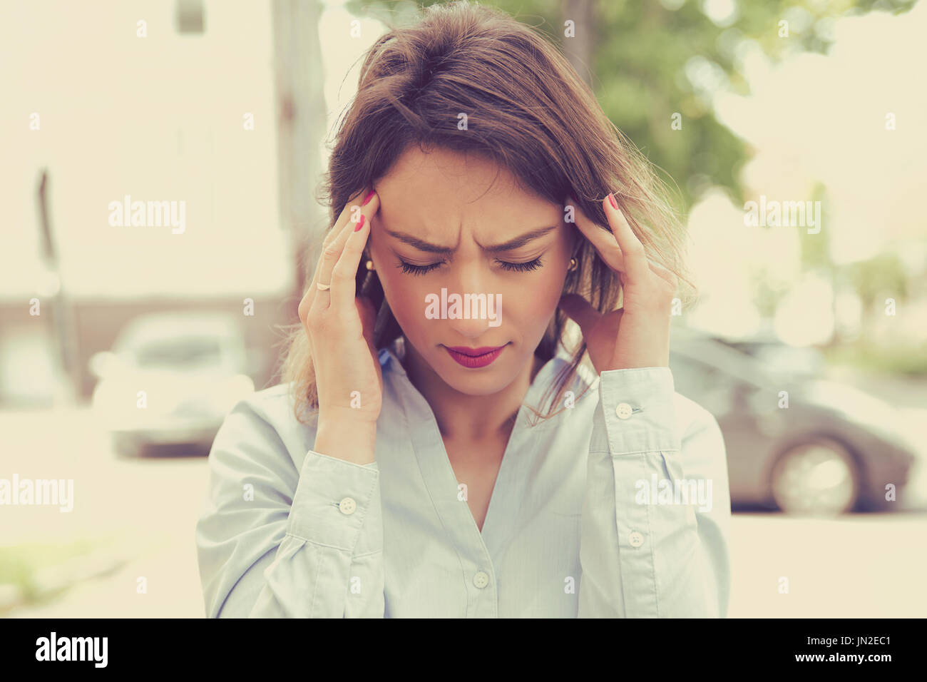 Sad Fashion Model Woman Standing Studio Shot Stock