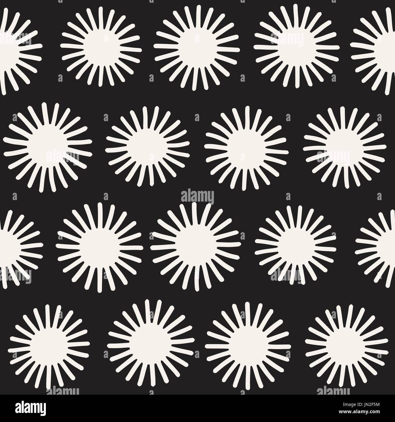 Vector seamless sunburst shapes freehand pattern. Abstract background ...