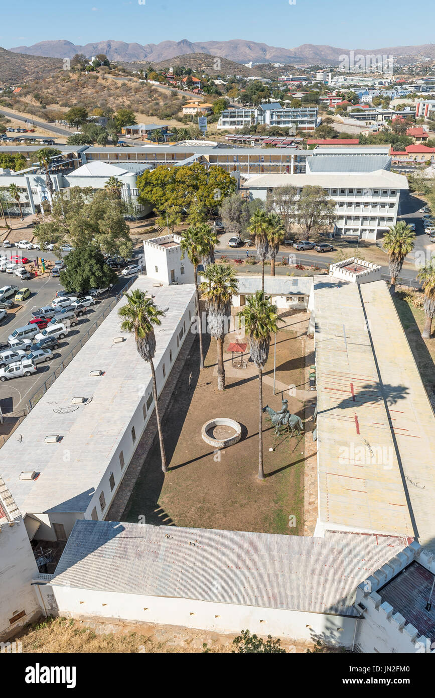 WINDHOEK, NAMIBIA - JUNE 17, 2017: Aerial view of the Alte Feste ...