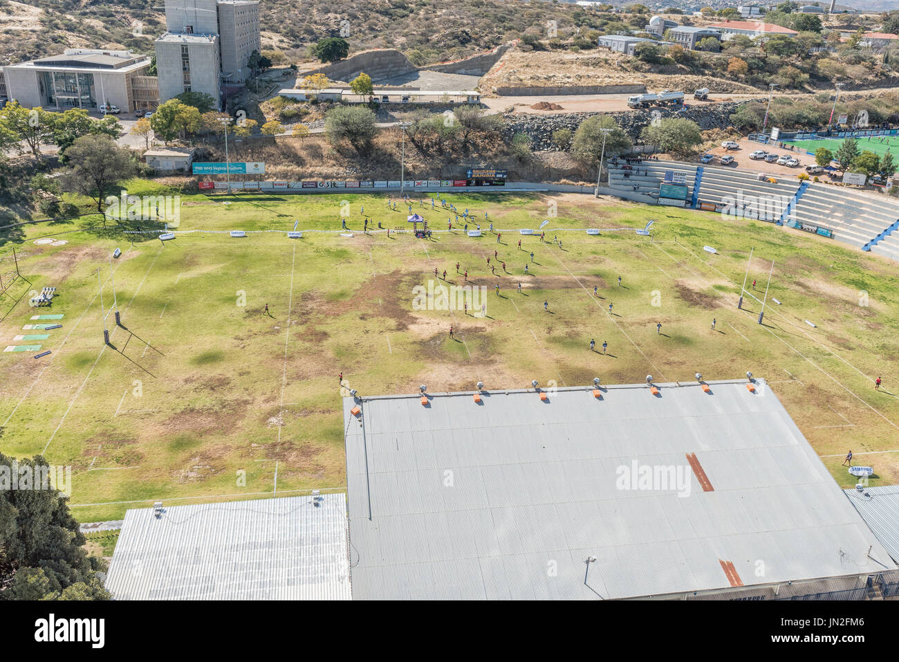 WINDHOEK, NAMIBIA - JUNE 15, 2017: The sport stadium of Windhoek High ...
