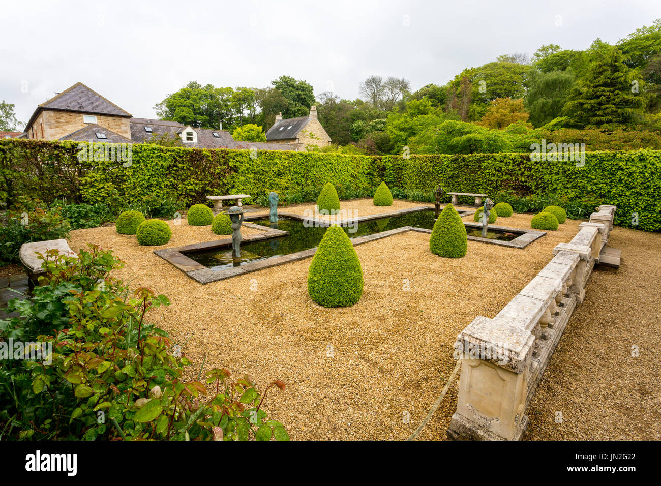 The Formal Pool Garden at Barnsdale Gardens where the late Geoff ...