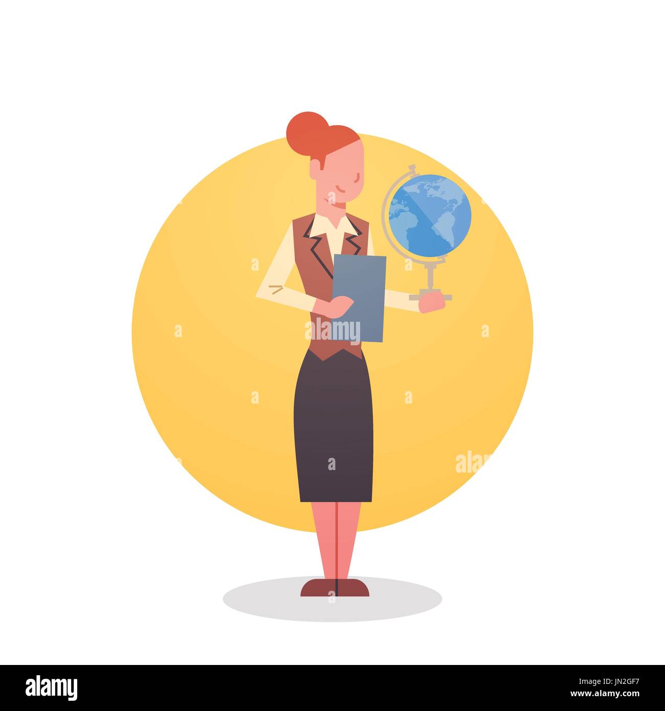 Female Teacher Icon School Stuff Worker Professional Occupation Stock ...