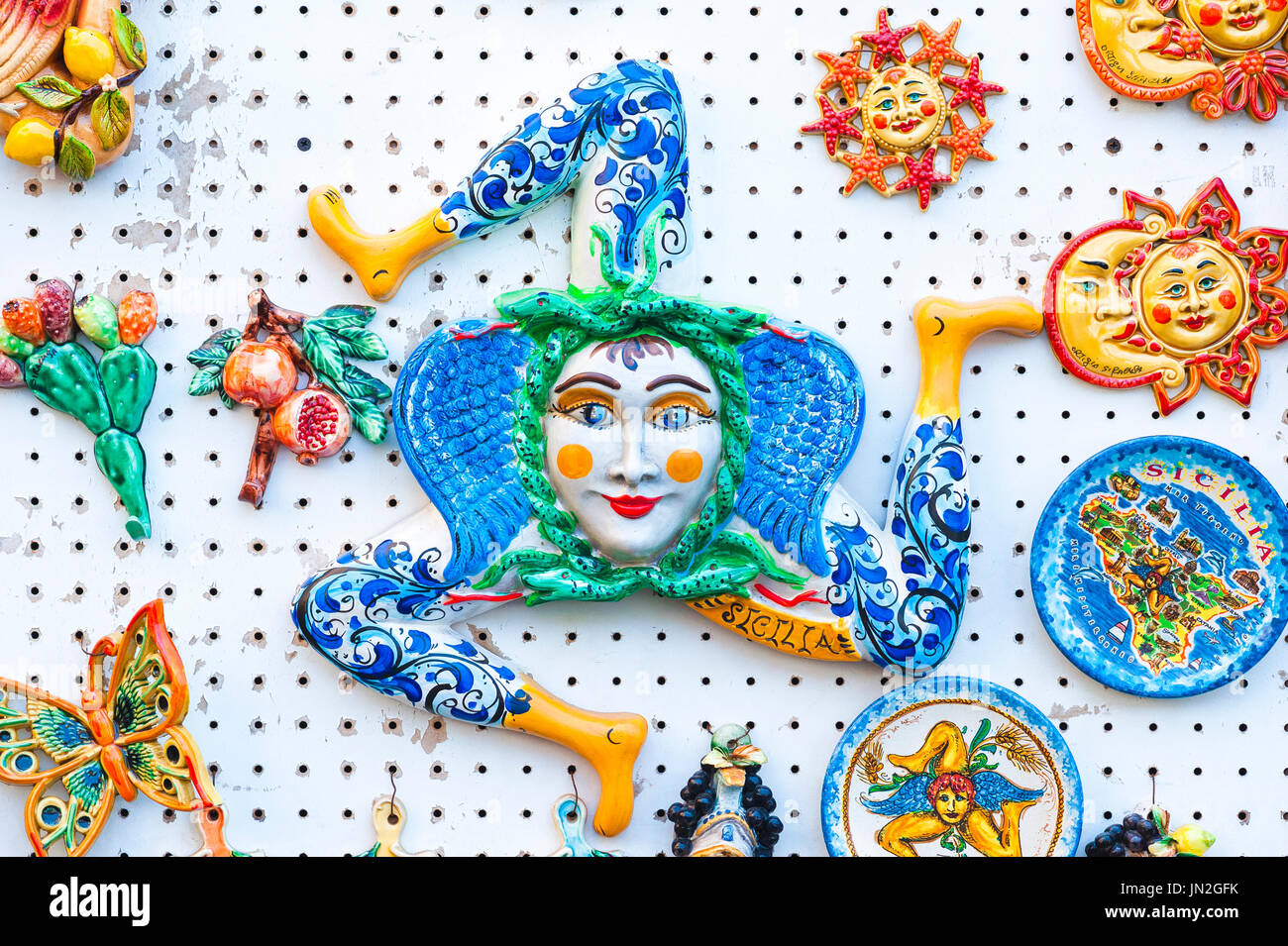 Sicily symbol, a ceramic trinacria, the national symbol of Sicily, for ...