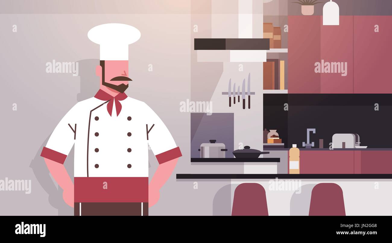 Cook In Kitchen Chef Professional Restaurant Worker Stock Vector Image ...