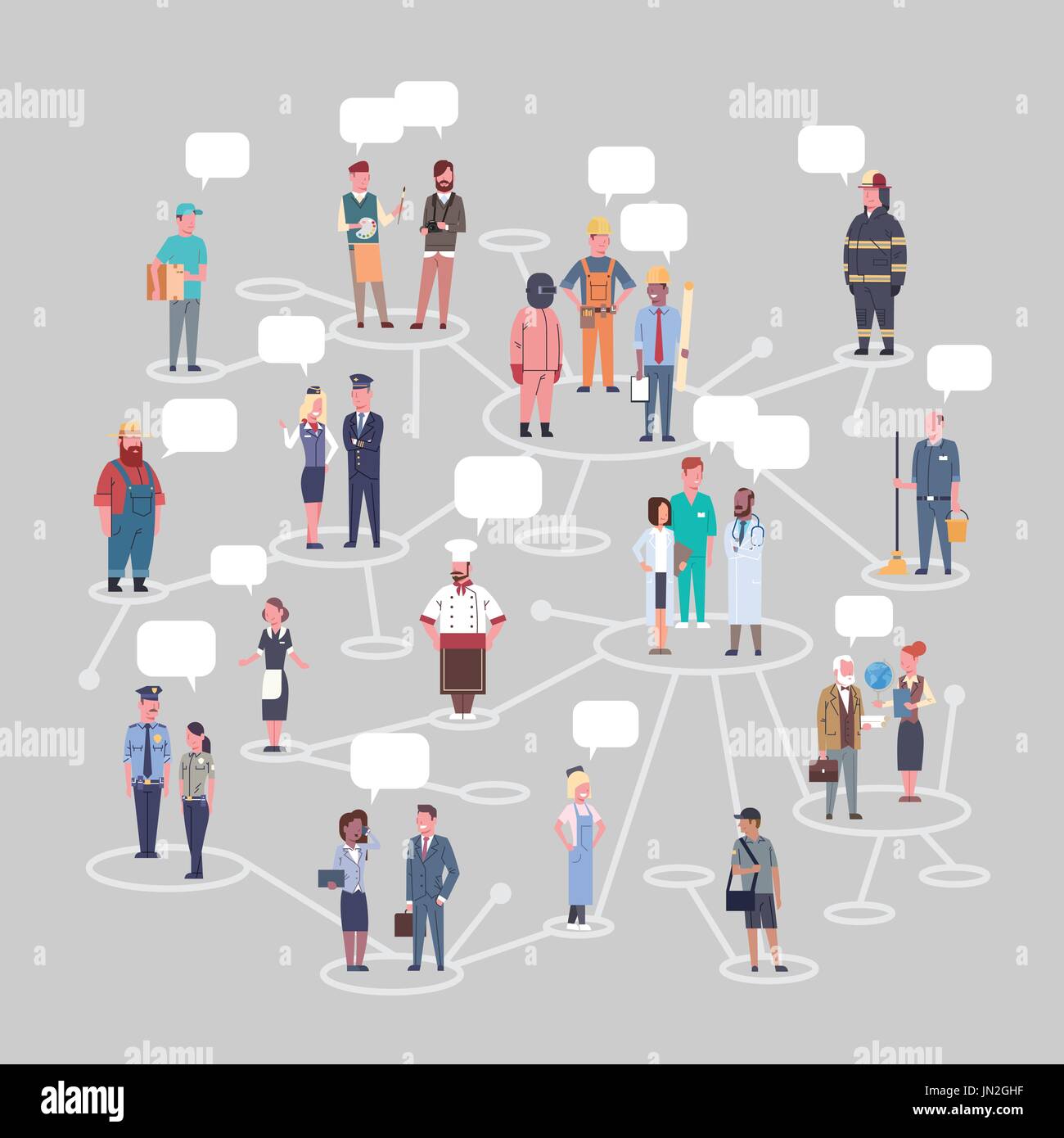 People Group Conncetion Different Occupation Set Workers Profession ...