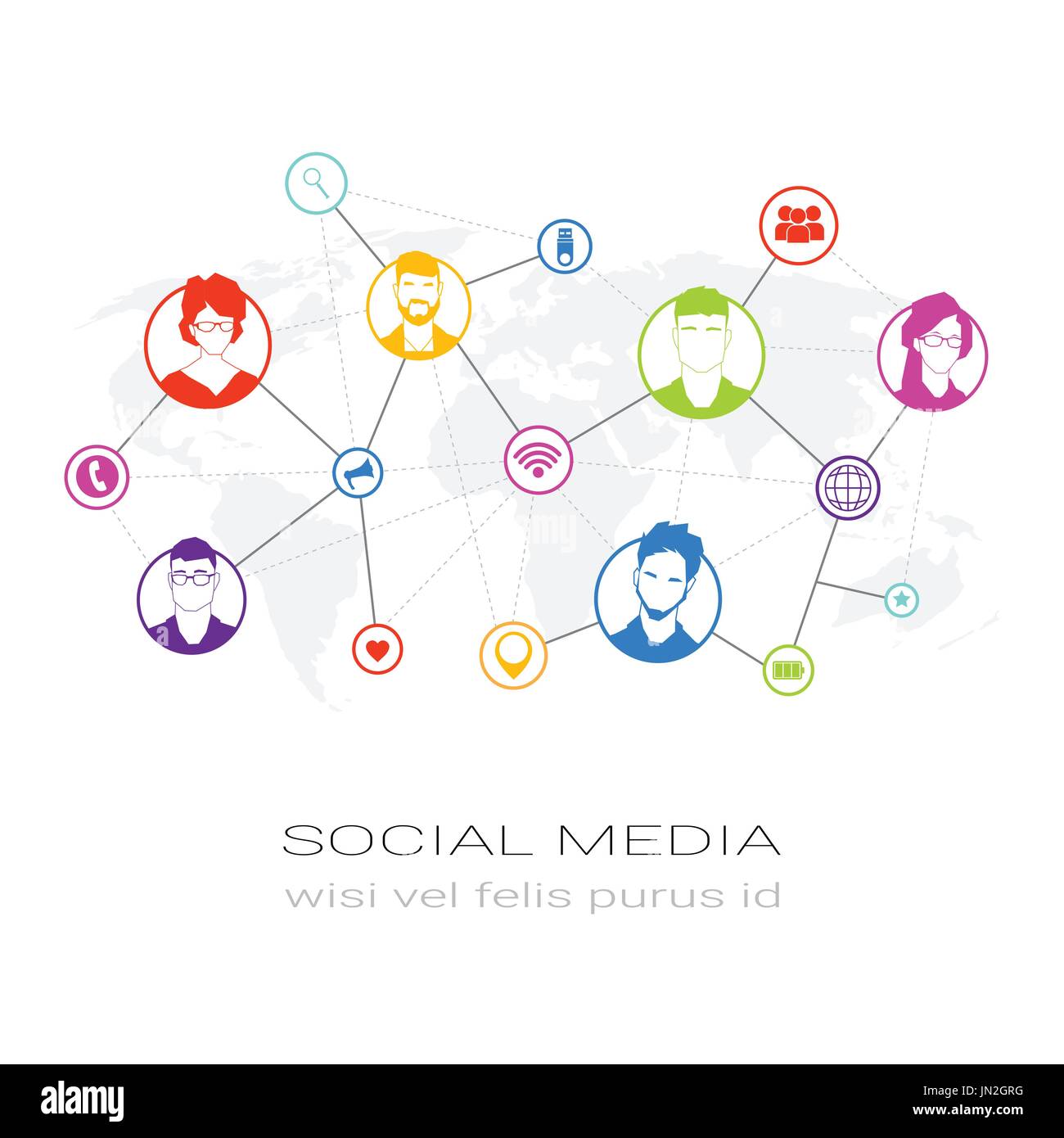 Colorful People Silhouette Social Media Profile Icons Network ...