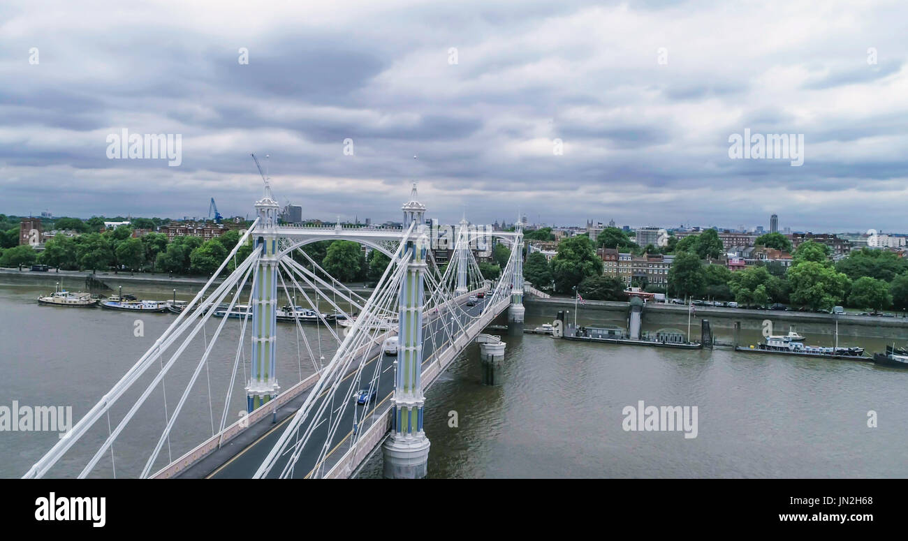 Aerial view of the victorian Albert bridge in West London Stock Photo ...