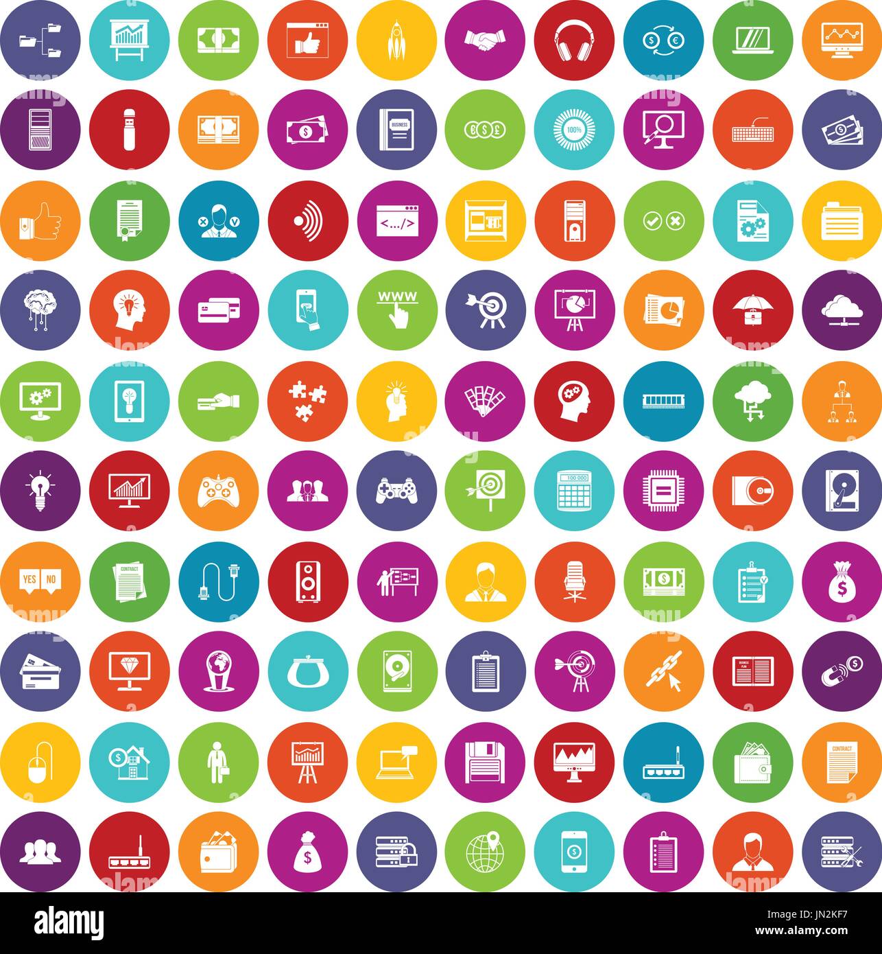 100 IT business icons set color Stock Vector Image & Art - Alamy