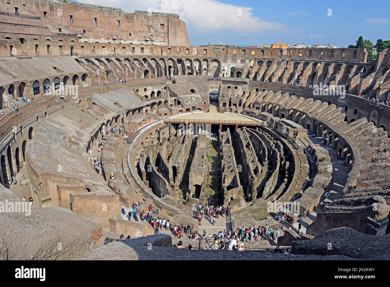 Wide view of the interior from the upper walkway of the Colosseum, also ...