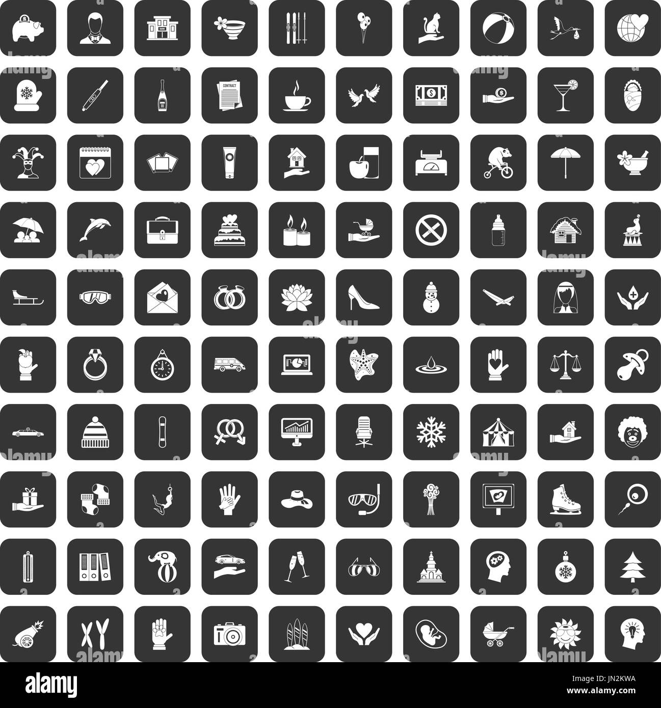 100 joy icons set black Stock Vector Image & Art - Alamy