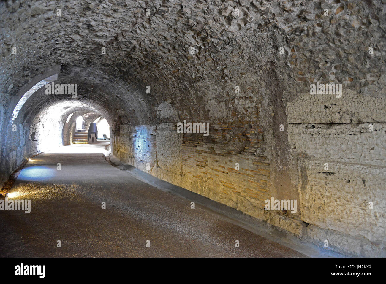 Upper corridor with skylights for illumination at the Colosseum, also ...