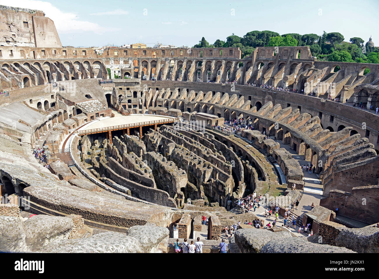 Wide view of the interior from the upper walkway of the Colosseum, also ...