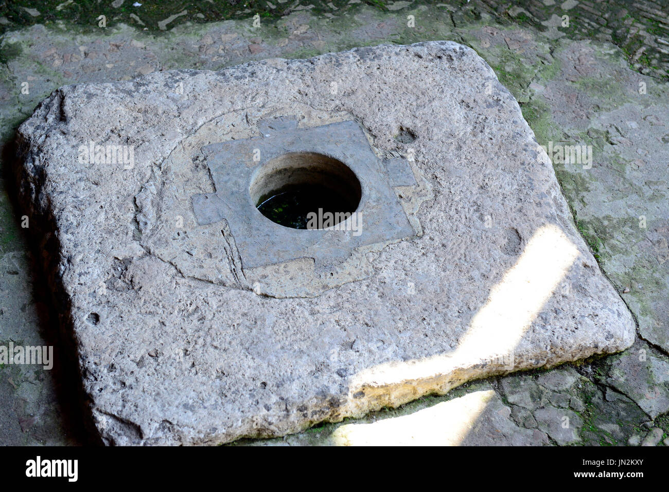 Detail of the floor of the hypogeum, an underground network of tunnels ...