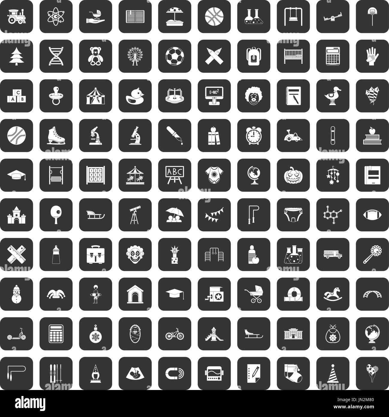 100 kids icons set black Stock Vector Image & Art - Alamy