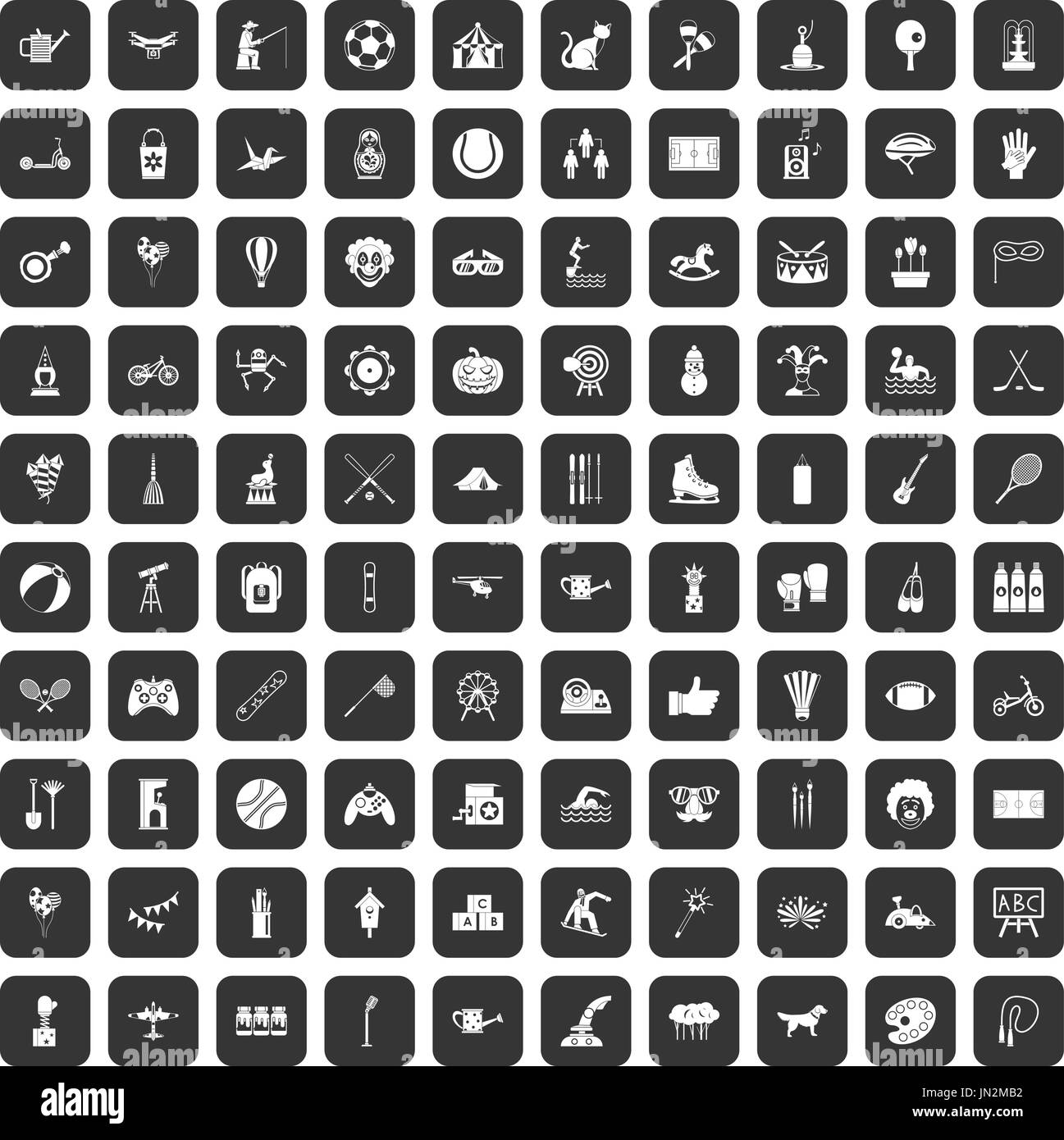 100 kids activity icons set black Stock Vector Image & Art - Alamy
