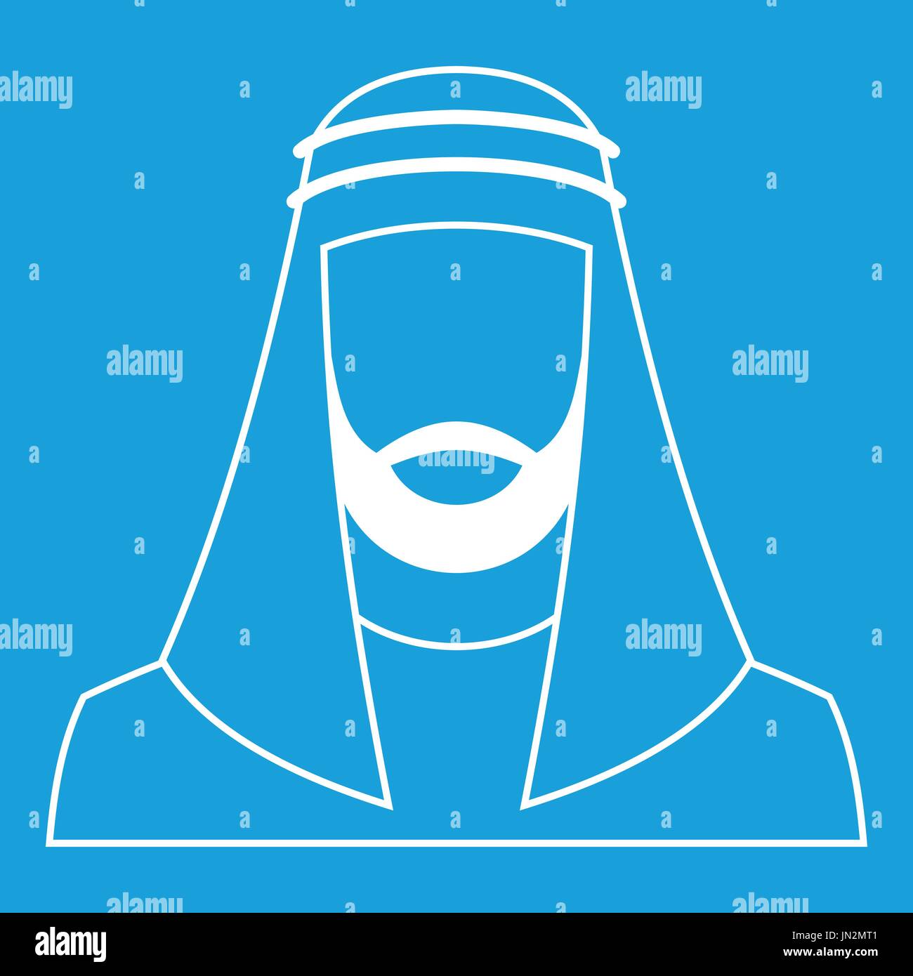 Arabic man in traditional muslim hat icon white Stock Vector Image ...