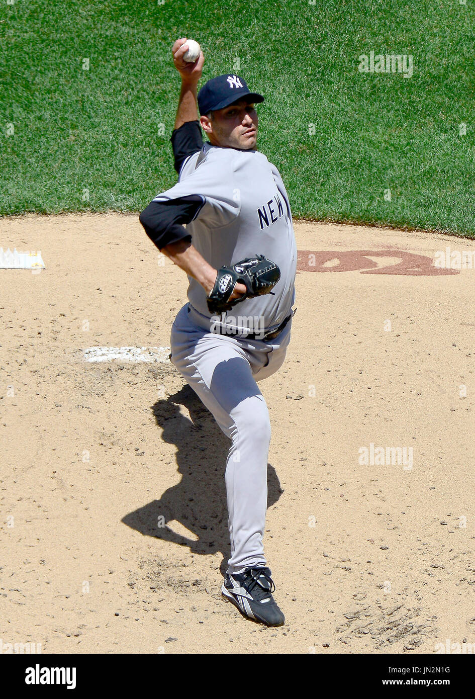 New York Yankees pitcher Andy Pettitte (46) works in the second inning ...