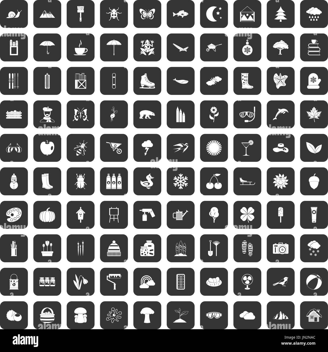 100 landscape icons set black Stock Vector Image & Art - Alamy