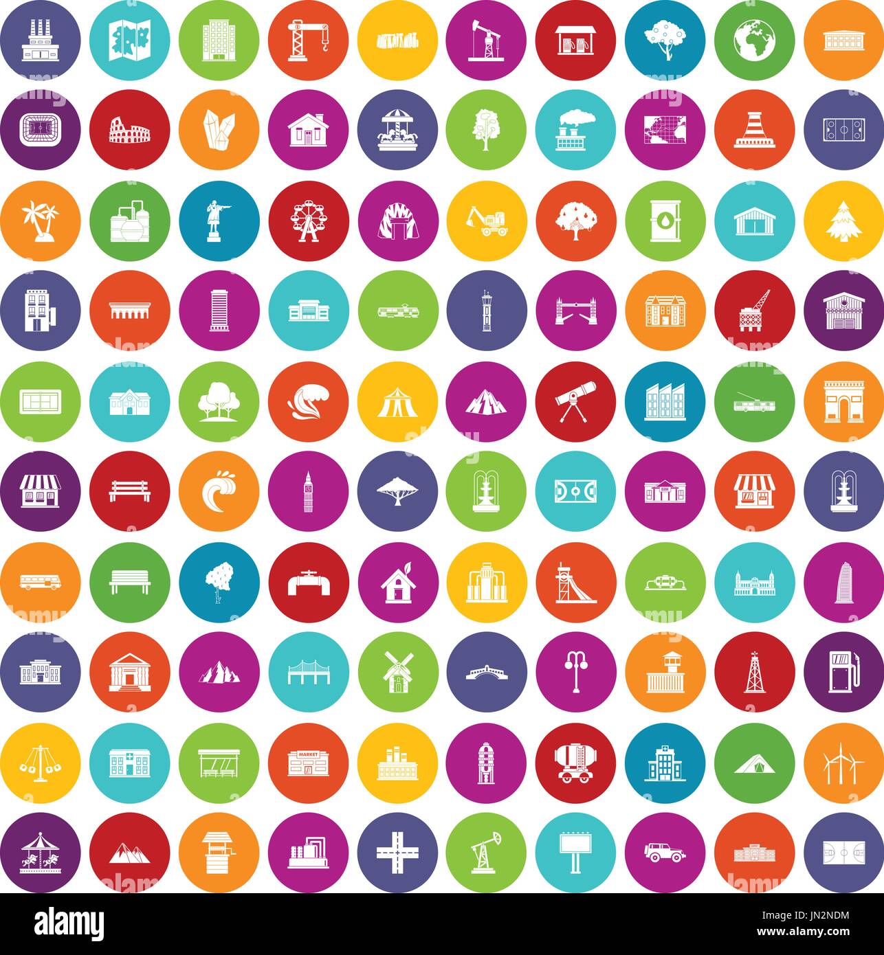 100 landscape element icons set color Stock Vector Image & Art - Alamy