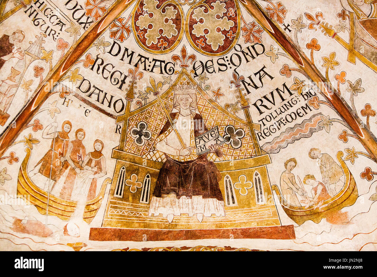 Danish medieval frescos from the14th century in the St. Bendt's Church ...