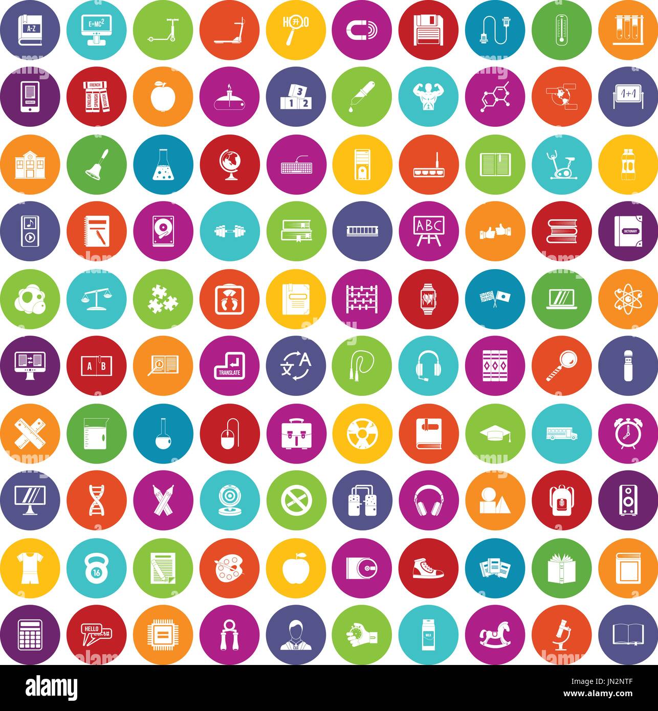 100 learning kids icons set color Stock Vector Image & Art - Alamy