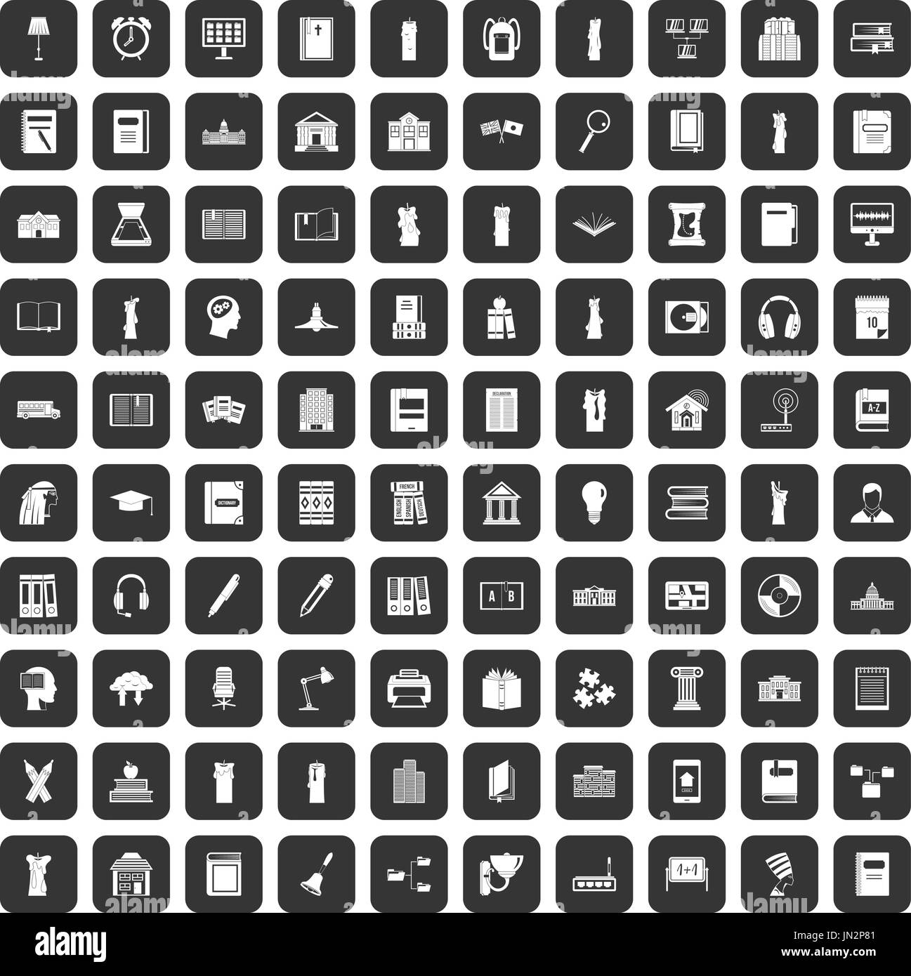 100 library icons set black Stock Vector Image & Art - Alamy
